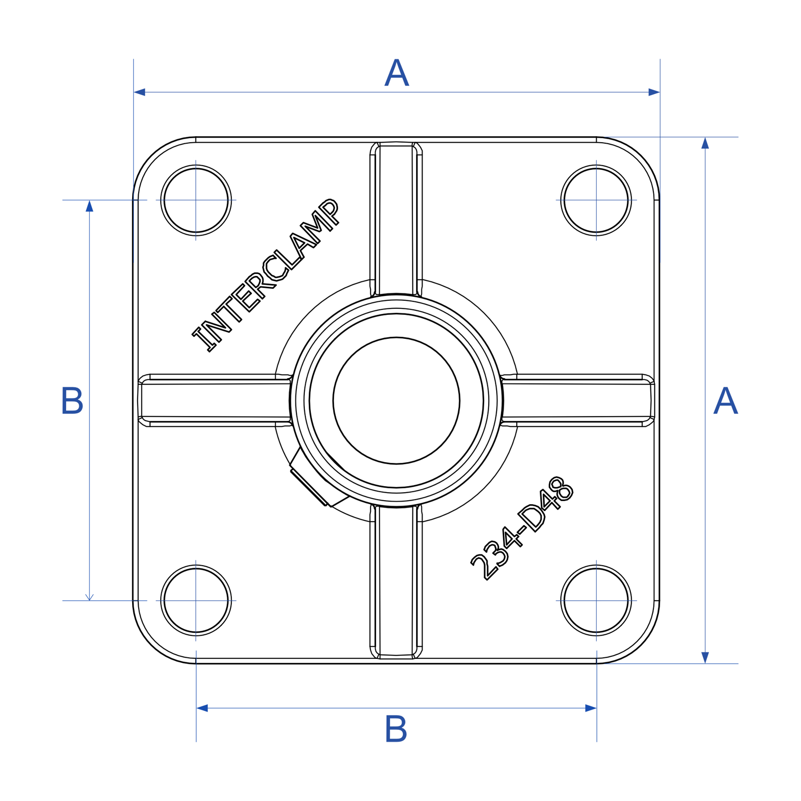 Interclamp® Type 234 - 4 Hole Heavy Duty Baseplate