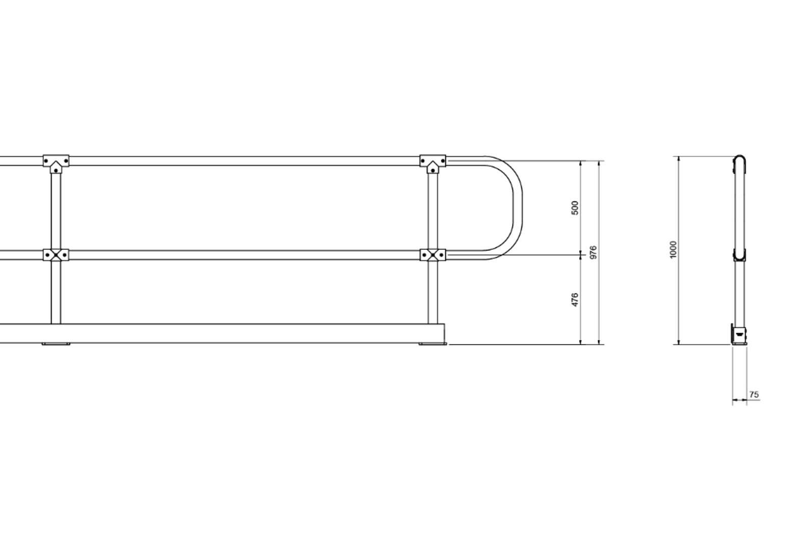 Interclamp® Safety Post 4030 - Standard Safety Post - Double Rail