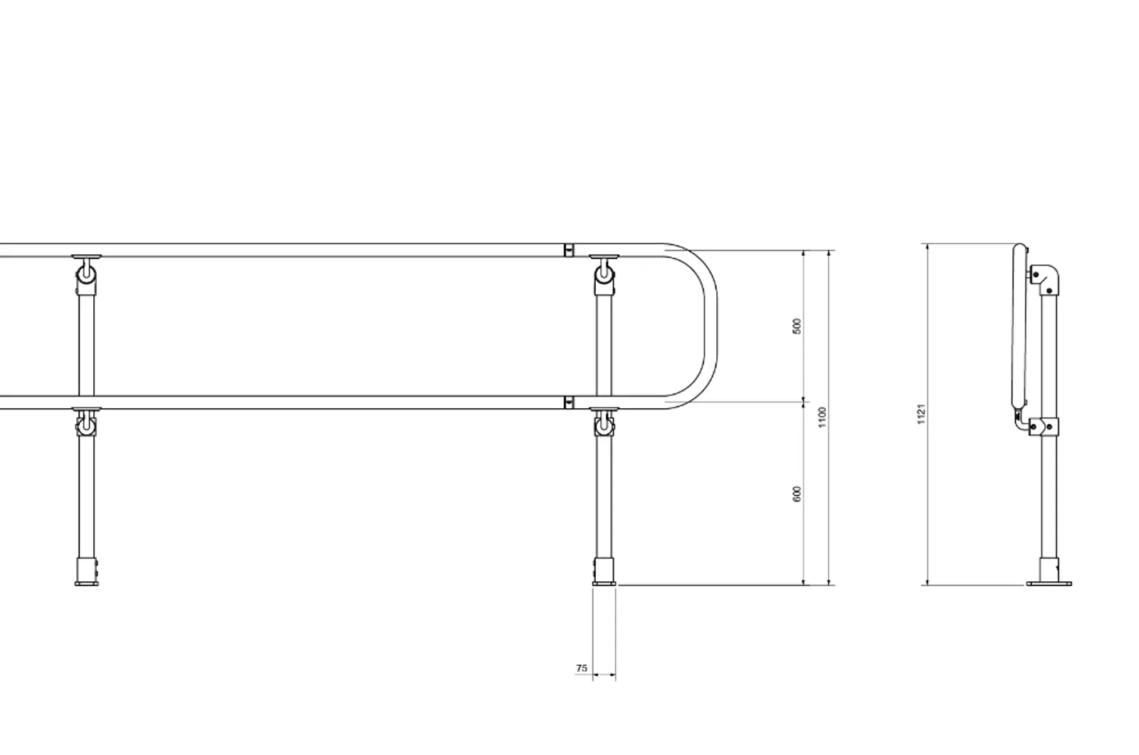Interclamp® Safety Post 5140 - DDA Assist Offset Handrail - Top and Mid ...
